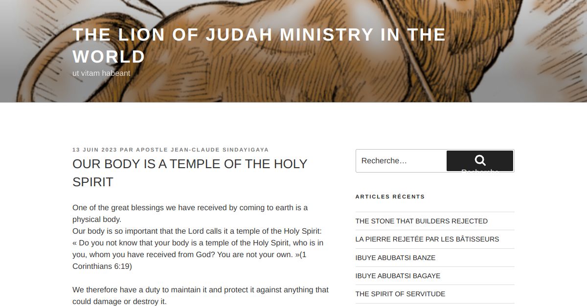 OUR BODY IS A TEMPLE OF THE HOLY SPIRIT – THE LION OF JUDAH MINISTRY IN ...