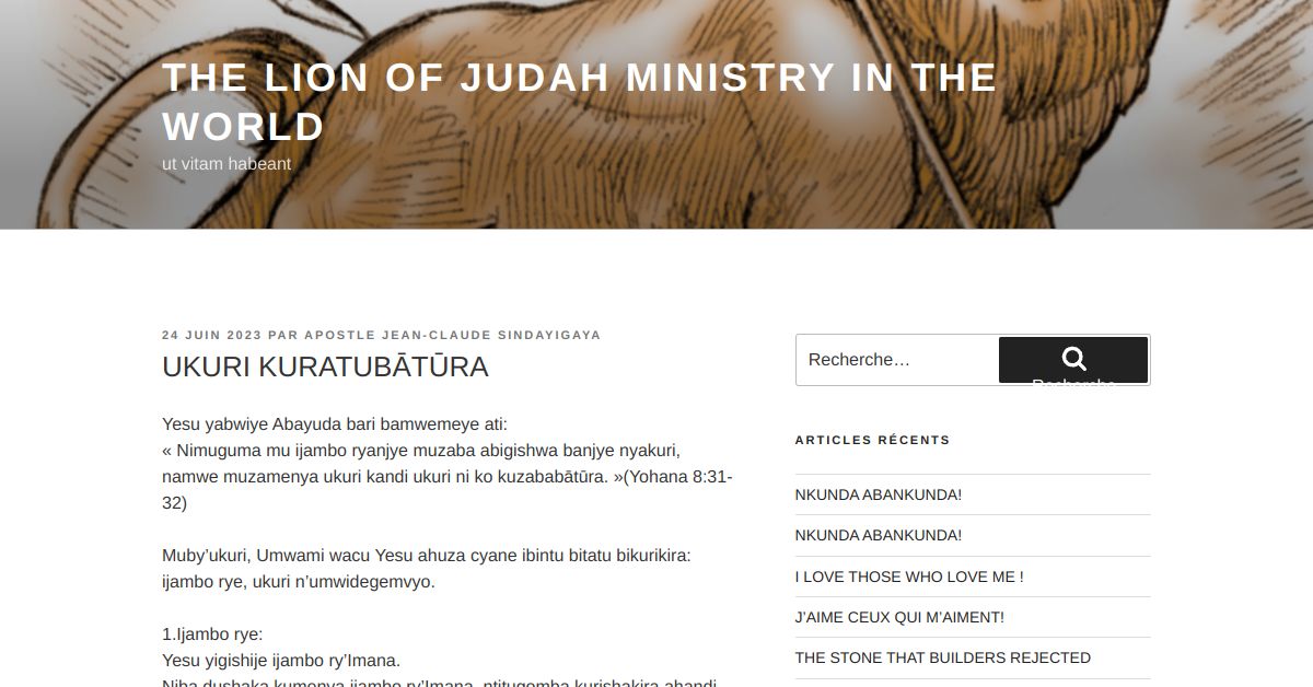 UKURI KURATUBĀTŪRA – THE LION OF JUDAH MINISTRY IN THE WORLD